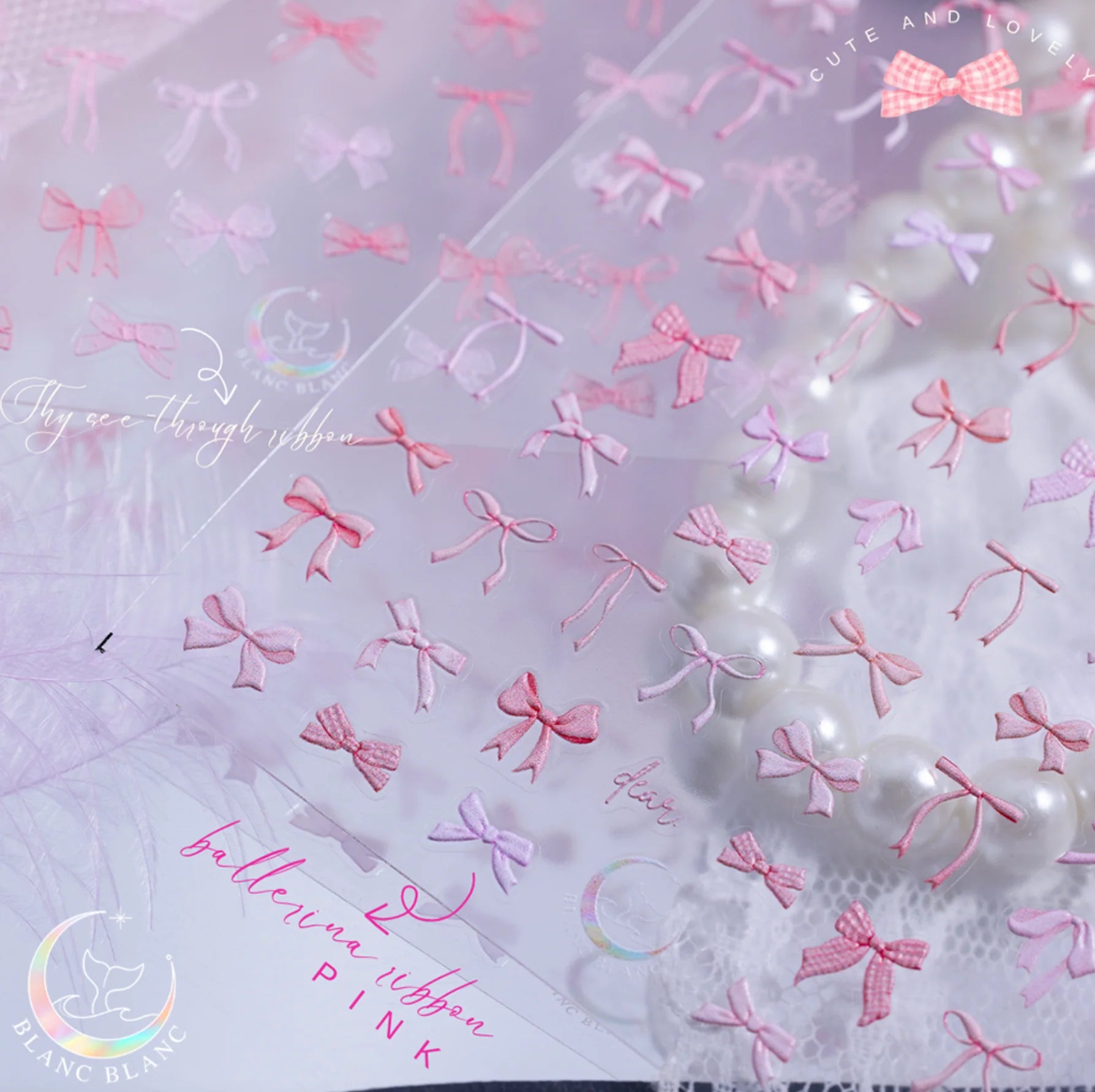 Blanc Blanc - (S489) Shy See Through Ribbon Sticker